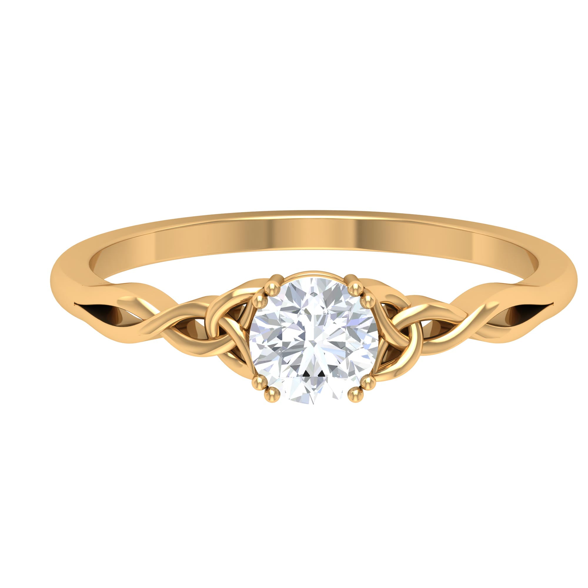 Rosec Jewels Round Cut Moissanite Solitaire Promise Ring with Celtic ...