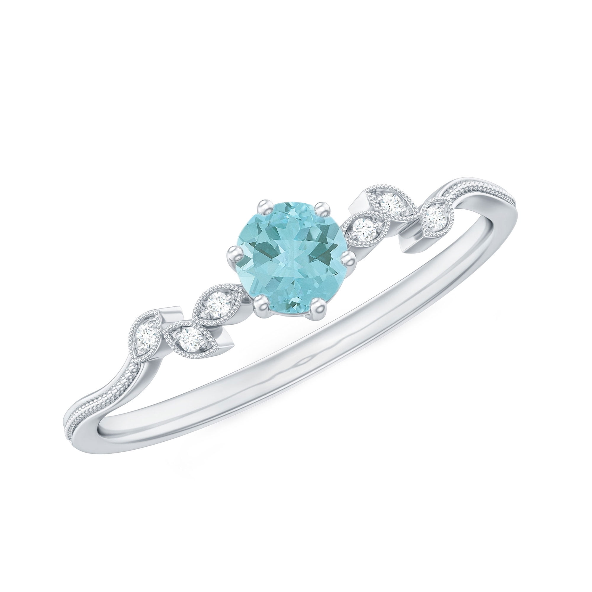 Rosec Jewels Sky Blue Topaz Ring with Diamond for Women, Nature ...