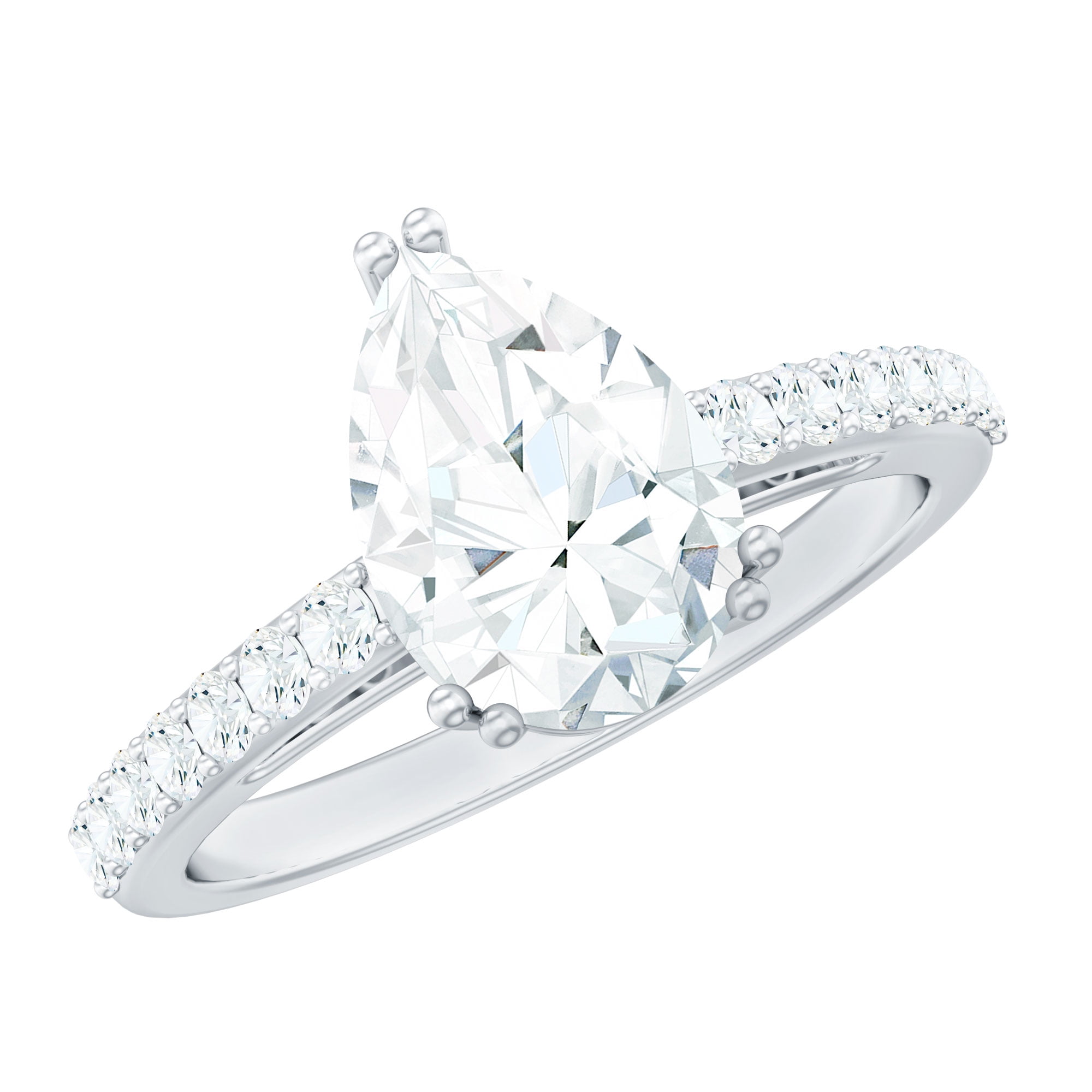 Rosec Jewels Statement Teardrop Moissanite Engagement Ring with Side ...