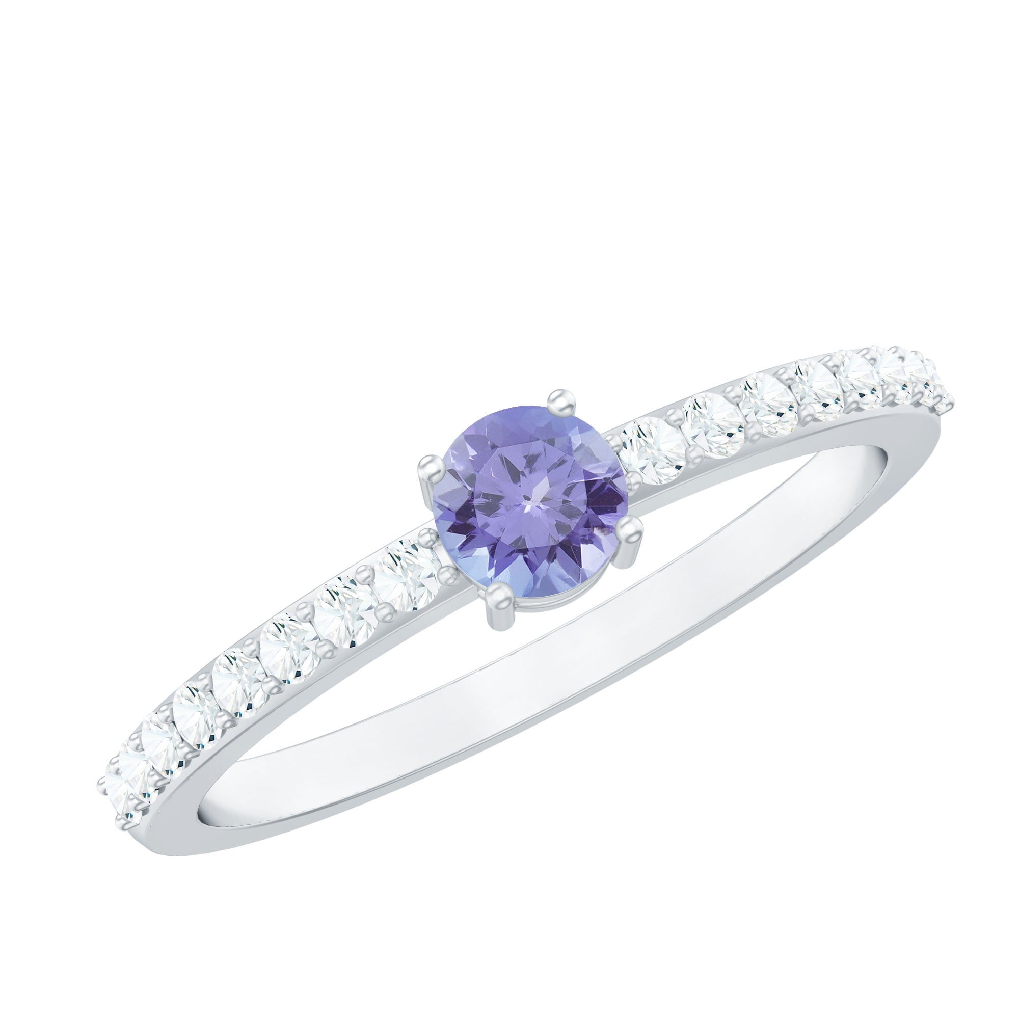 Rosec Jewels Tanzanite Promise Ring with Diamond Side Stones (AAA ...