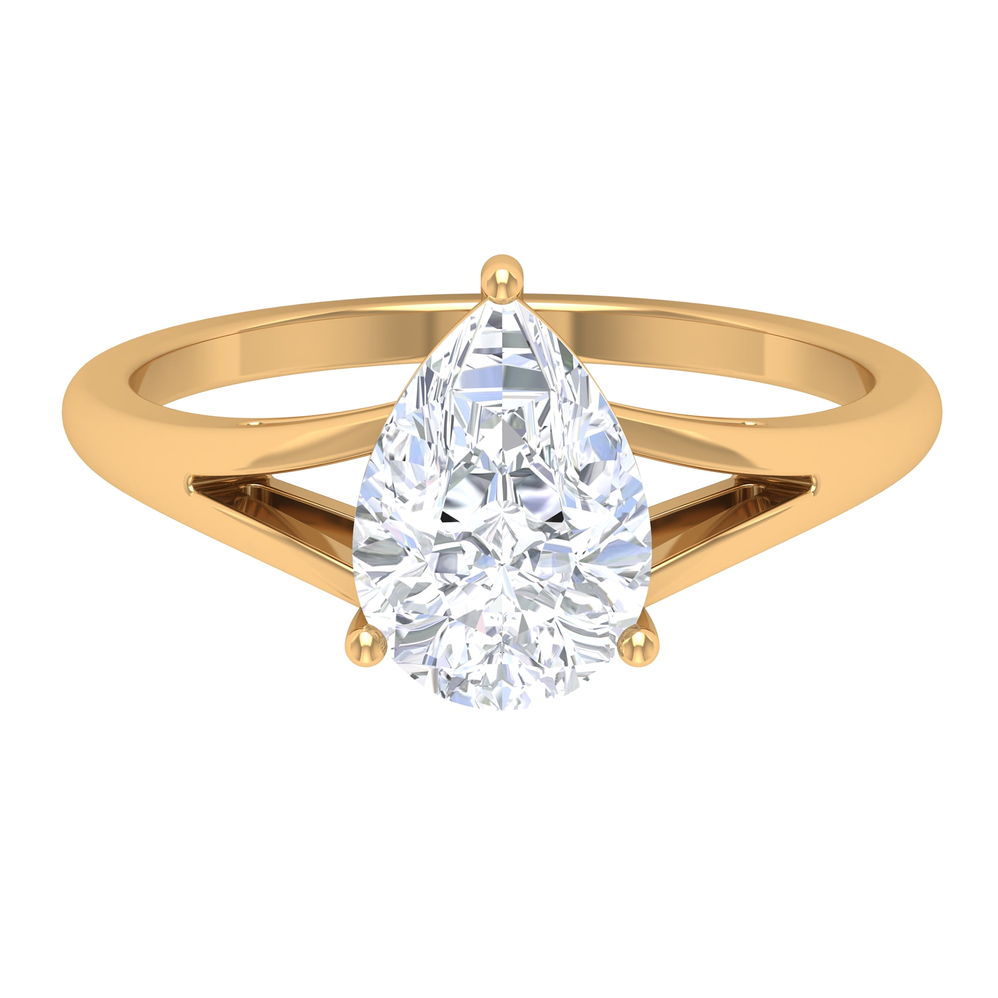 Rosec Jewels Teardrop Moissanite Solitaire Split Shank Engagement Ring 2 Carat - 7x10 mm - D-VS1 ...