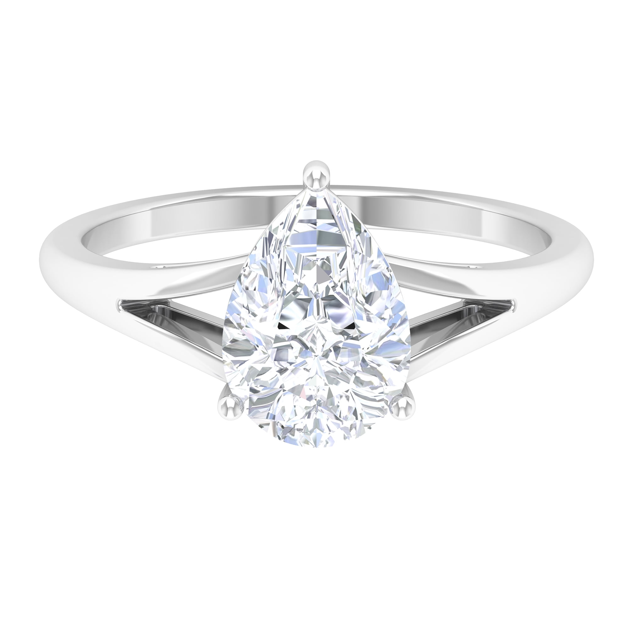 Rosec Jewels Teardrop Moissanite Solitaire Split Shank Engagement Ring ...