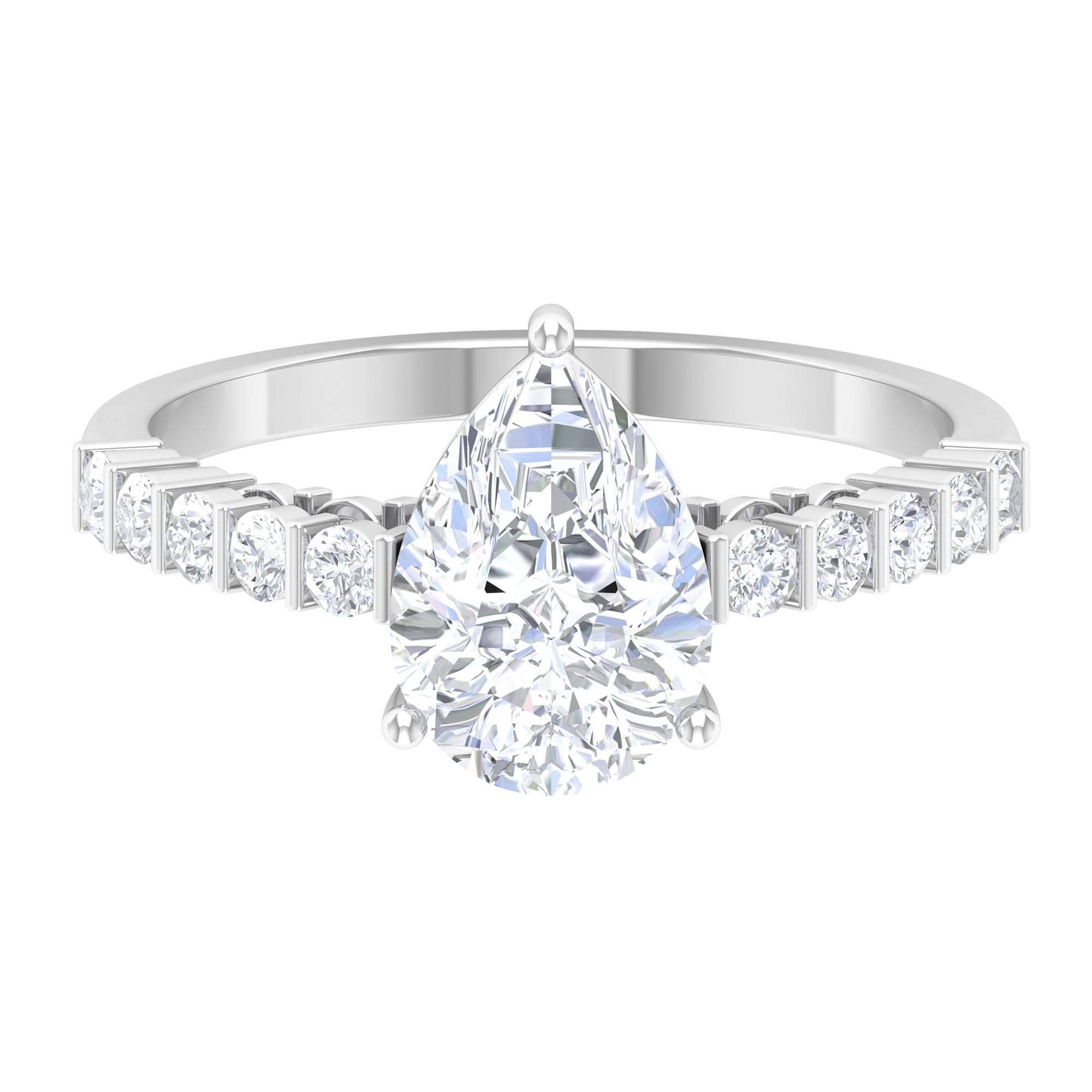 Rosec Jewels Teardrop Solitaire Engagement Ring with Side Stones - 7x10 ...
