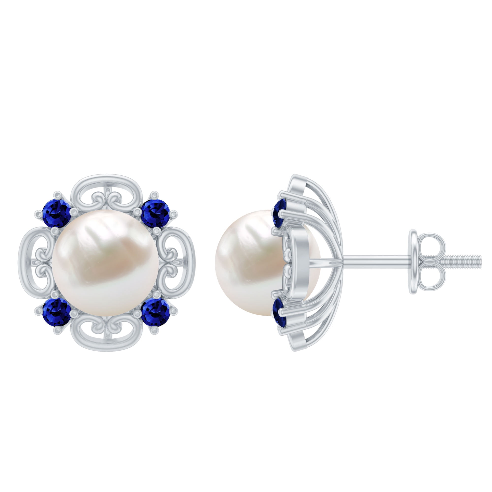 Rosec Jewels Vintage Inspired Stud Earrings with Freshwater Pearl and ...