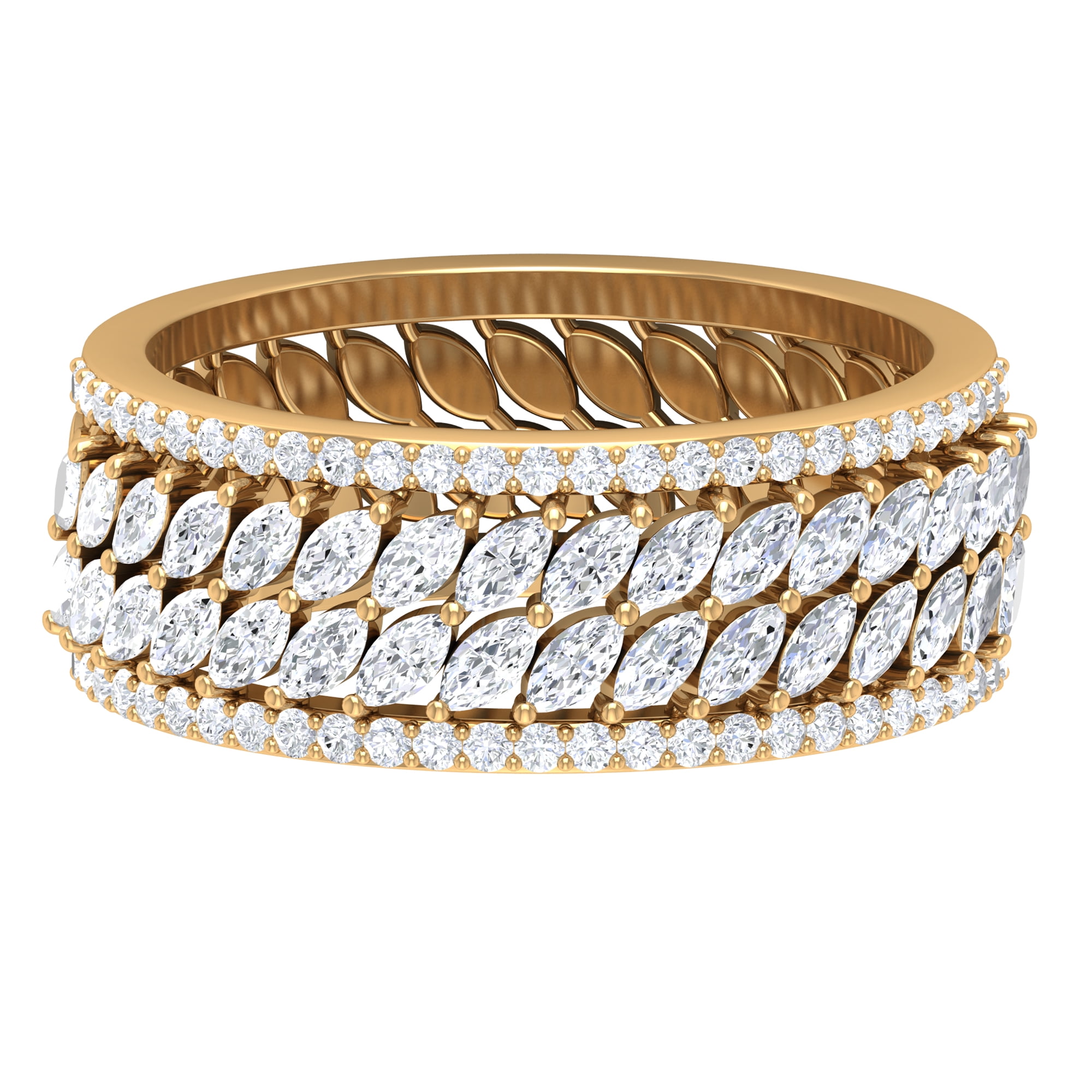 Rosec Jewels Vintage Inspired Wedding Band - Certified Moissanite Wide ...