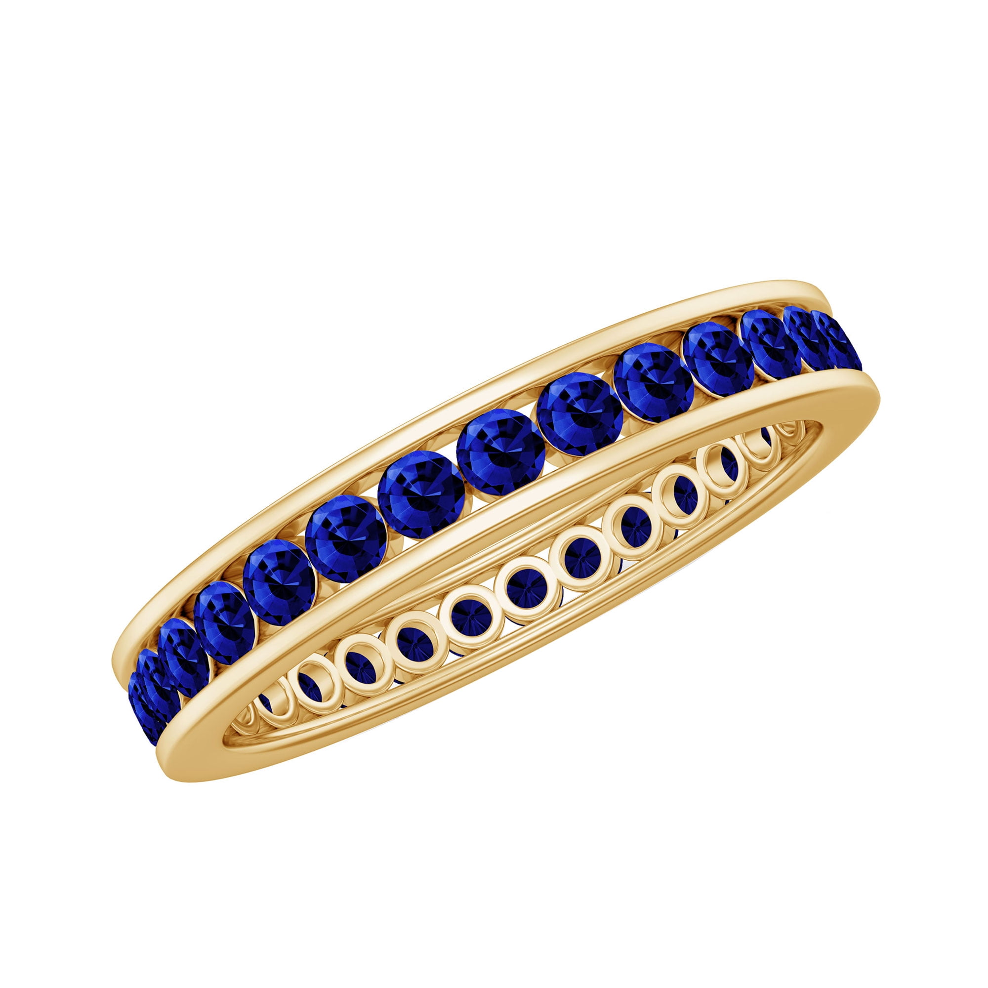 Rosec Jewels Women 1.25 CT Channel Set Round Shaped Lab Created Blue ...