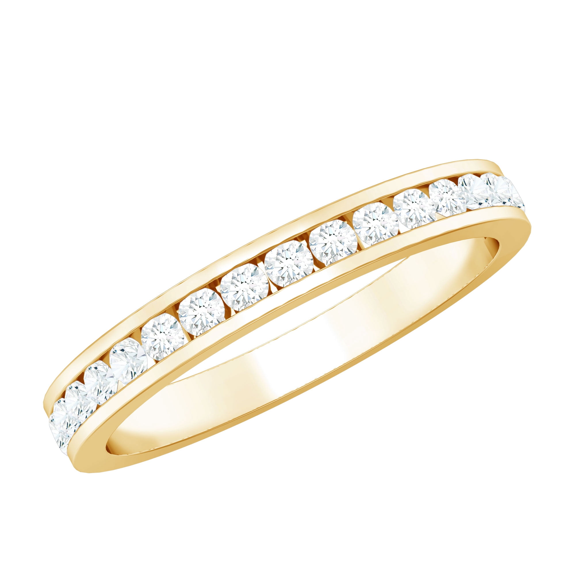 Rosec Jewels Womens 1.25 CT Channel Set Moissanite Half Eternity Gold ...