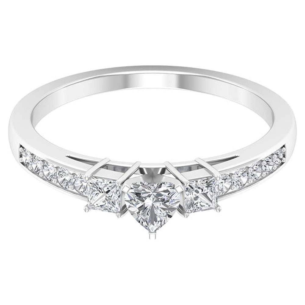 Rosec Jewels Womens 1 CT Moissanite Anniversary Ring, Heart Shape ...