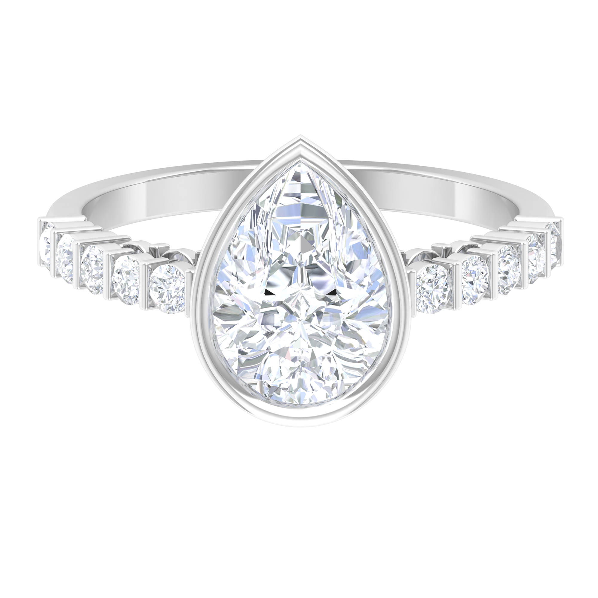 Rosec Jewels Womens 2.75 CT Pear Shaped Moissanite Solitaire Engagement ...