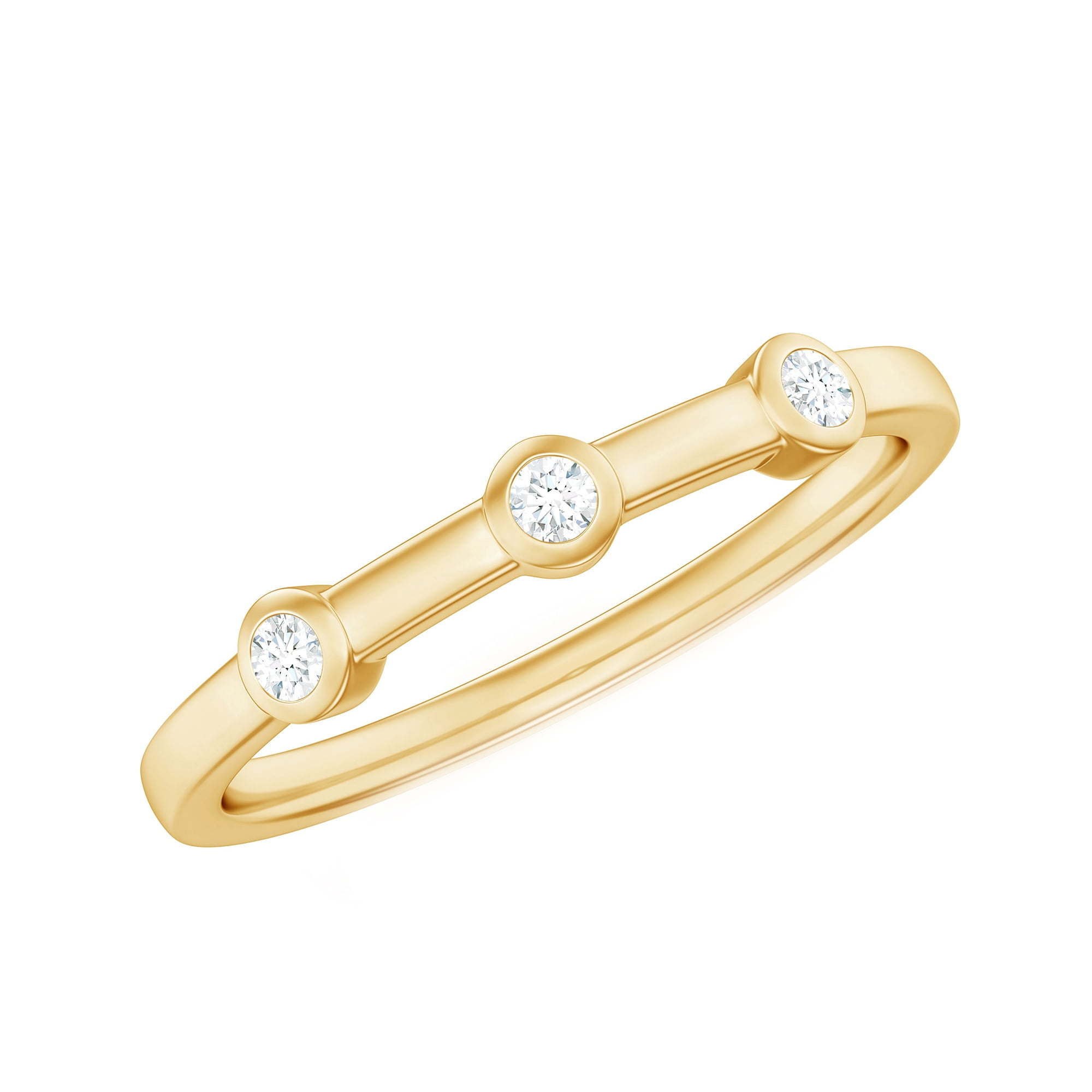 Rosec Jewels Three Stone Ring for Women - Certified Moissanite Ring (D ...