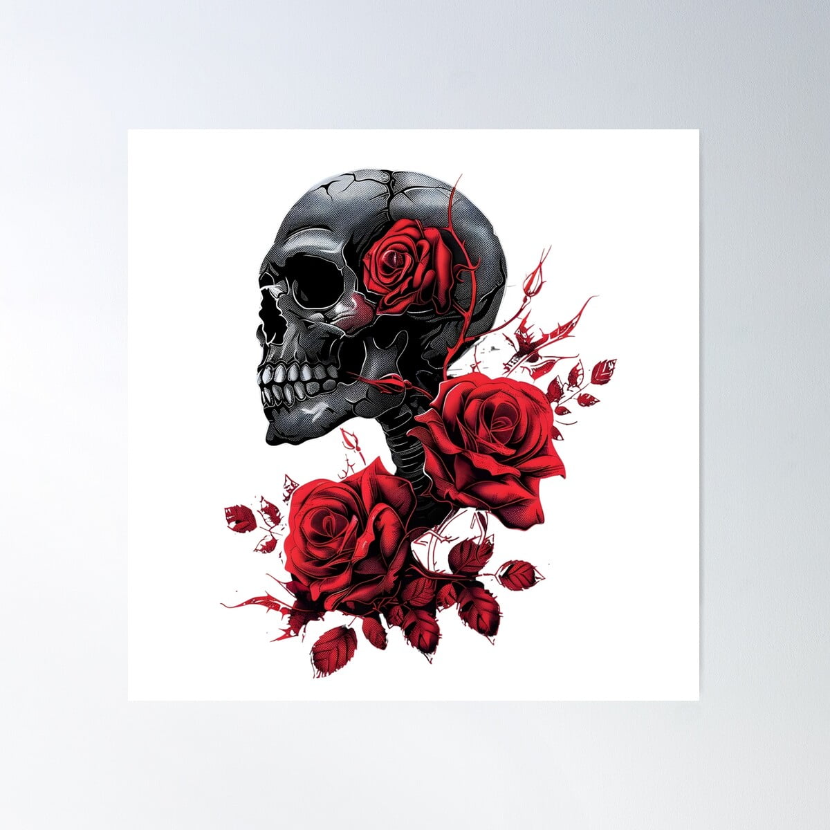 Rosed Skeleton Poster Wall Art, Modern Wall Decor For Living Room ...
