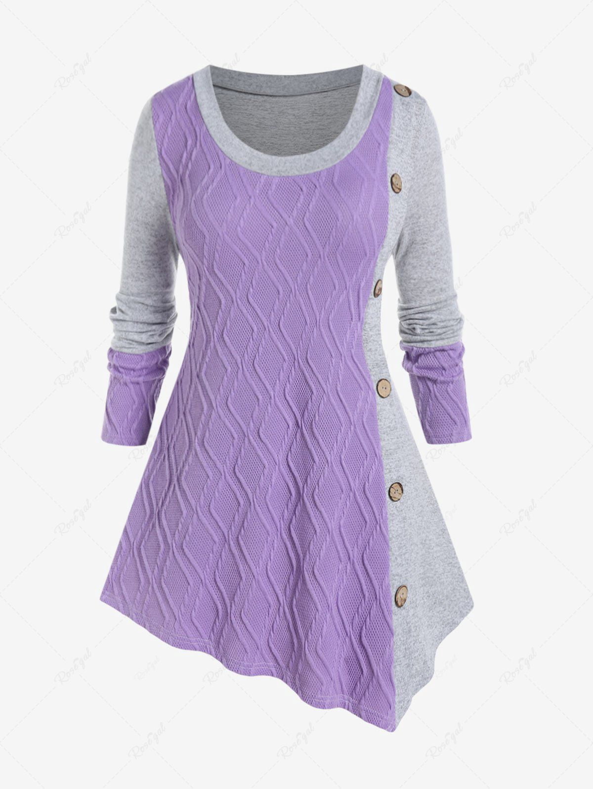Rosegal Plus Size Asymmetric Colorblock Knitwear - Walmart.com