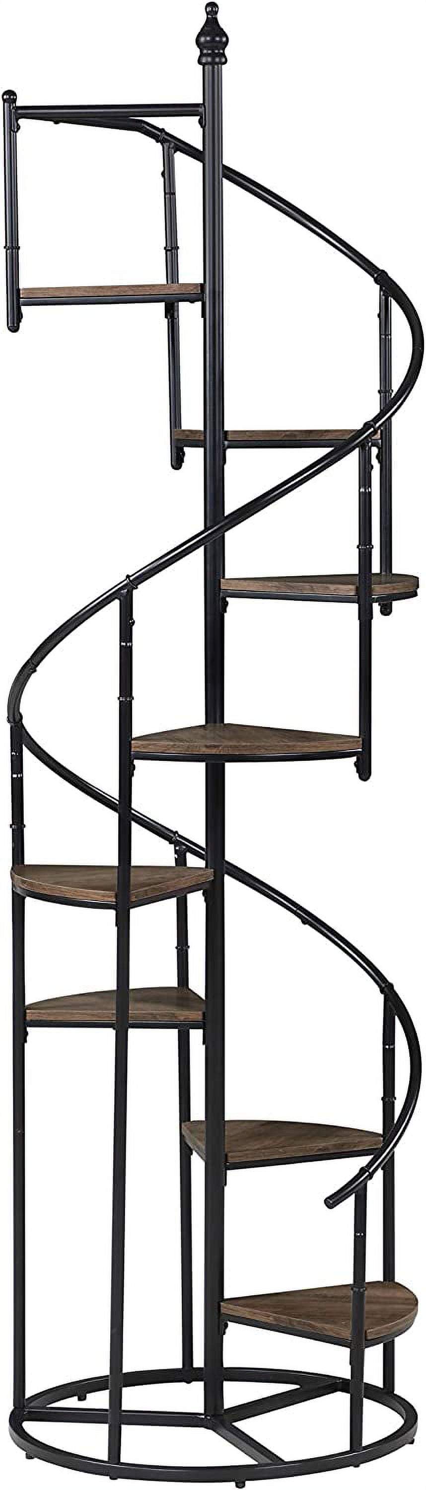 Roseglen Metal & Wood 8Shelf Spiral Staircase Bookshelf with Triangular ...