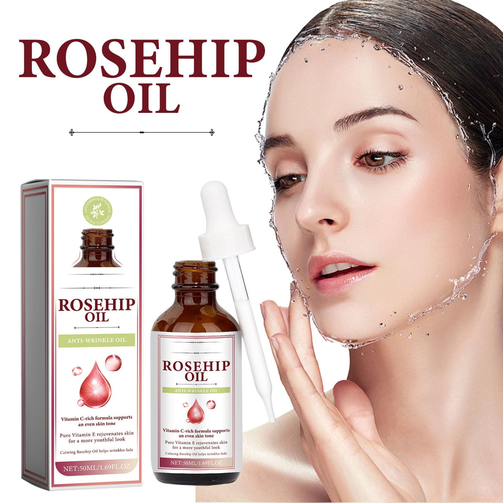 Rosehip Oil Facial Skin Serum Moisturizer Face Oil Vitamin C Vitamin E ...