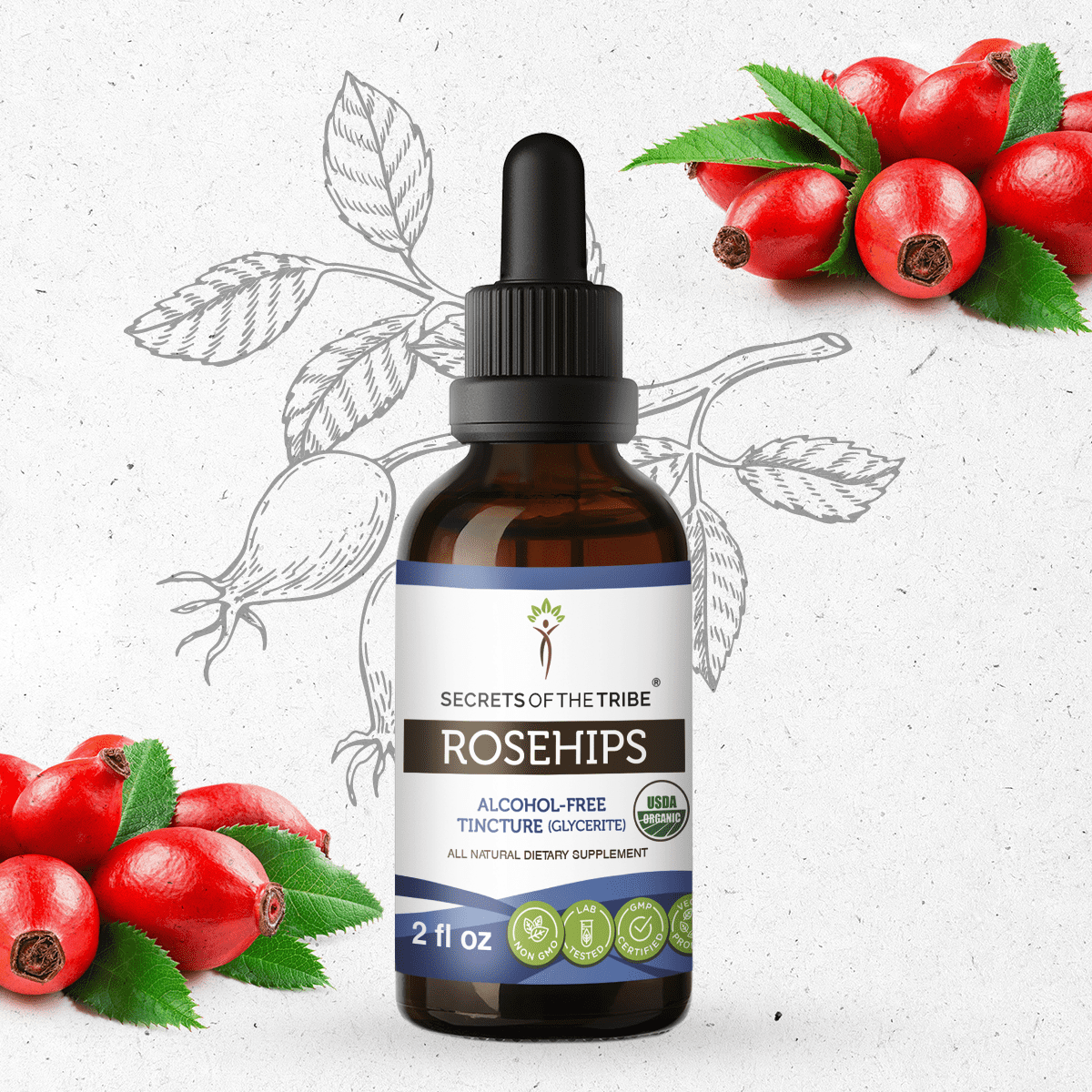 Secrets Of The Tribe Rosehips Organic Tincture Dietary Supplement ...