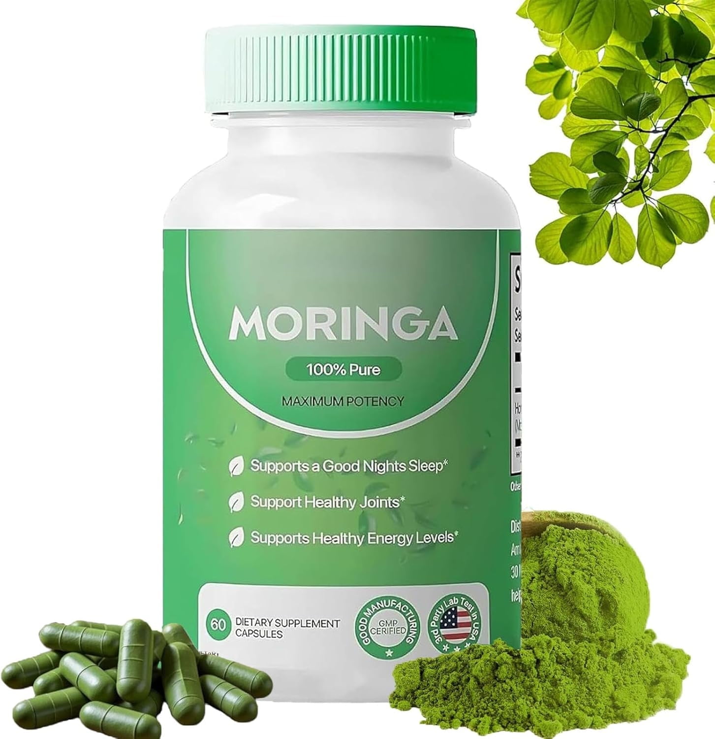 Rosella Moringa, Pure Moringa Powder -800 mg, Supports Wellness with ...
