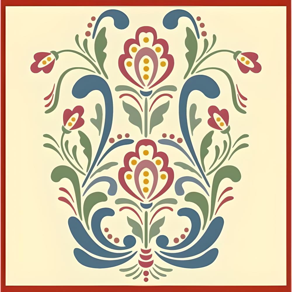 Rosemaling Pattern 18 Stencil - Rose Scandinavian Norwegian Folk ...