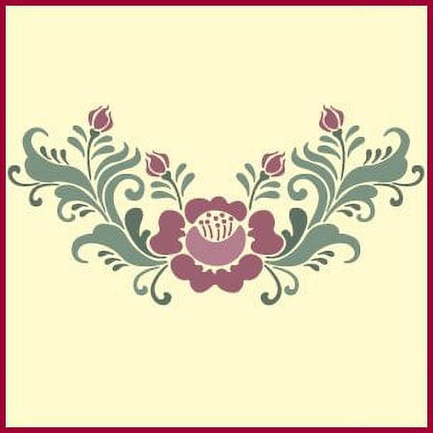 Rosemaling Rose 2 Stencil - Rose Scandinavian Decorative Folk Mylar ...