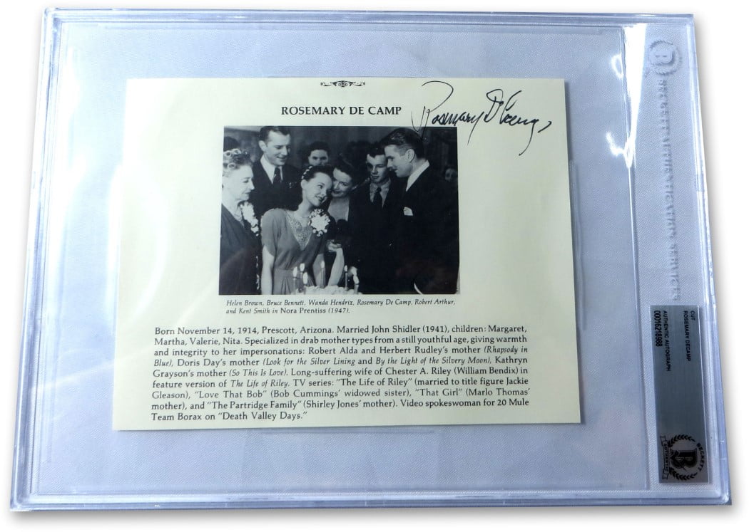 Rosemary DeCamp Signed Autograph Cut Signature Nora Prentiss BAS ...