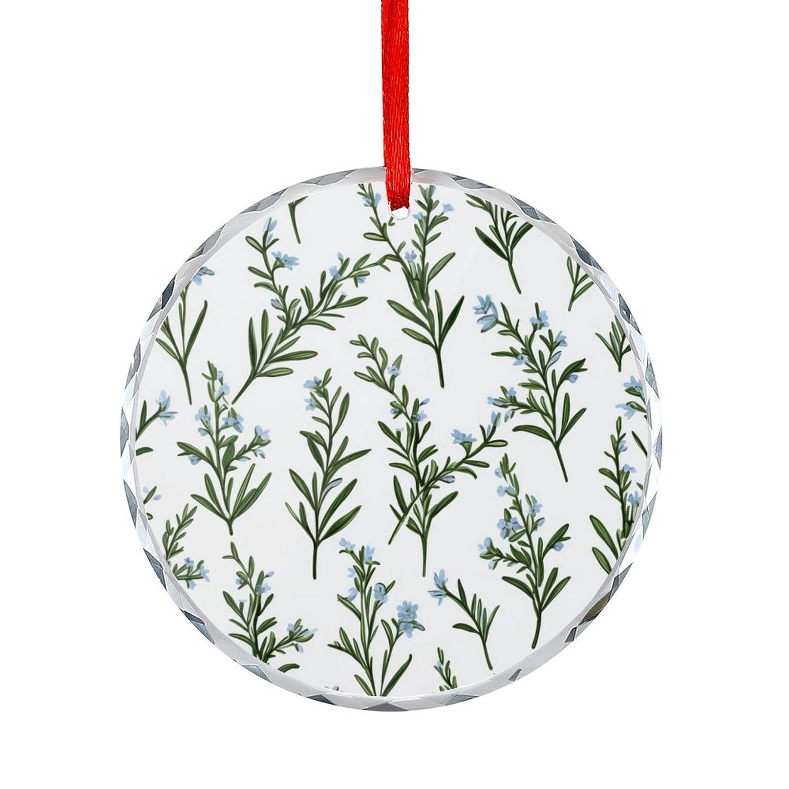 Rosemary Herb Crystal Glass Christmas Ornament Vintage Style Leaves And ...