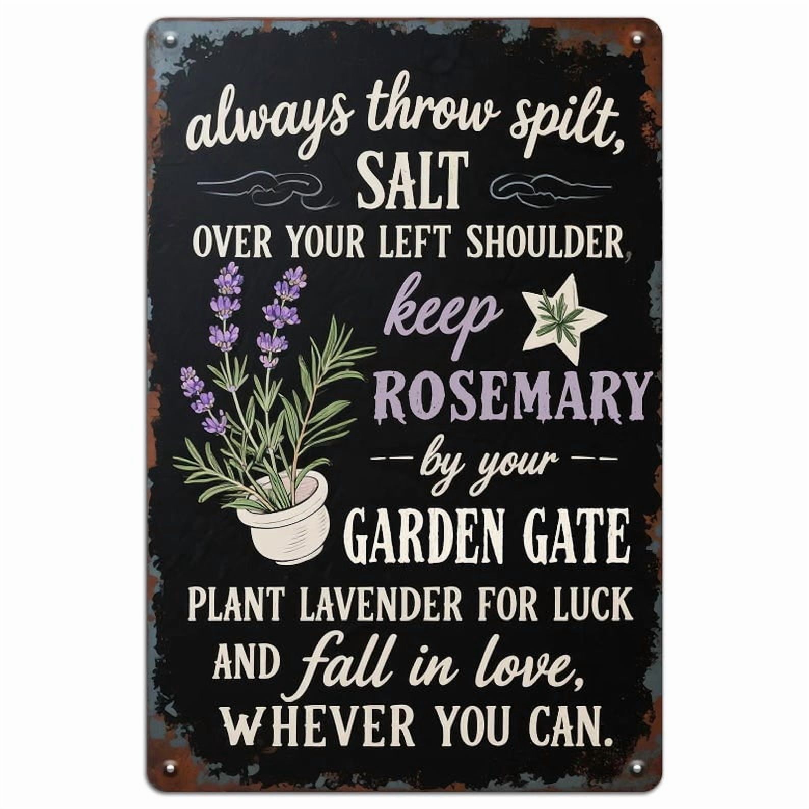 Rosemary & Lavender Metal Herb Sign: Vintage Witch Garden Decor Metal ...