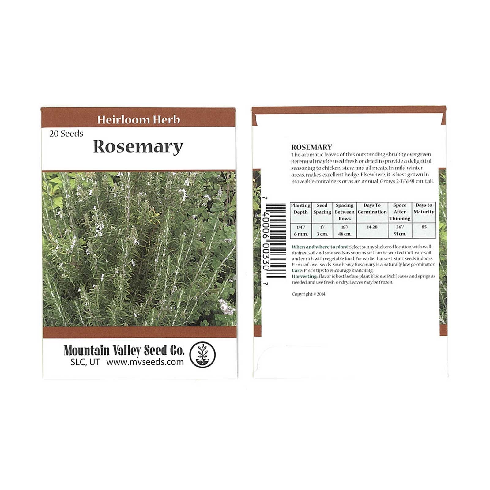 Mountain Valley Seed Co. Rosemary Herbal Plant - 20 Non-GMO Heirloom ...