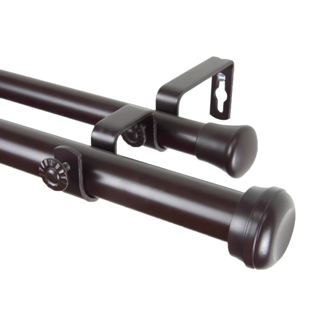 Rosen Double Curtain Rod 66-120 inch - Mahogany - Walmart.com