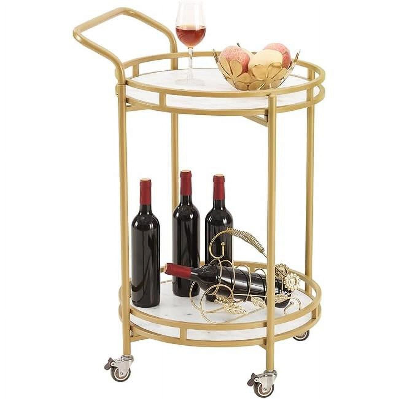 Rosen Garden Metal Round Rolling Bar Cart - Walmart.com