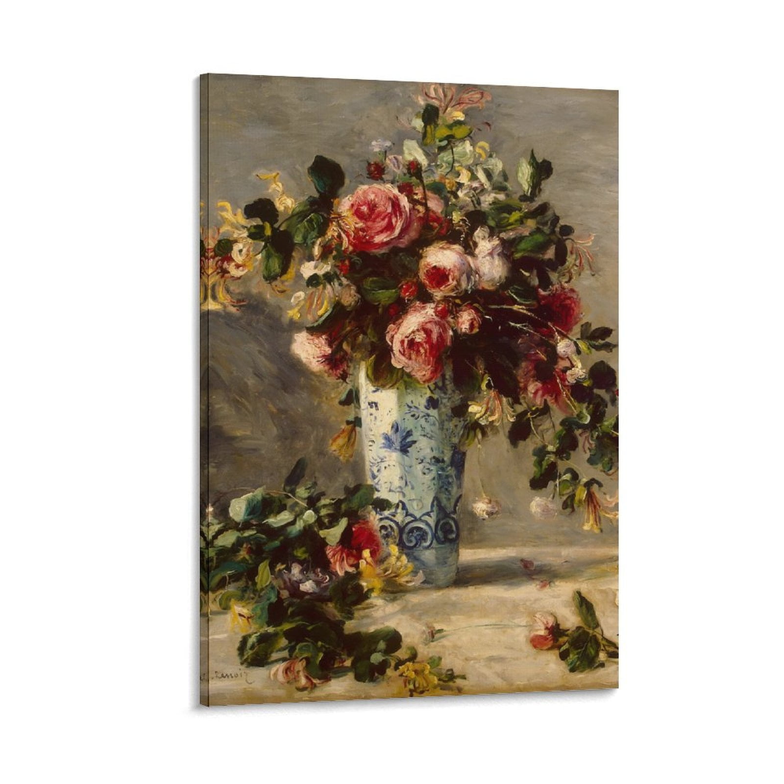 Roses And Jasmine in A Delft Vase Pierre Auguste Renoir Poster Picture ...