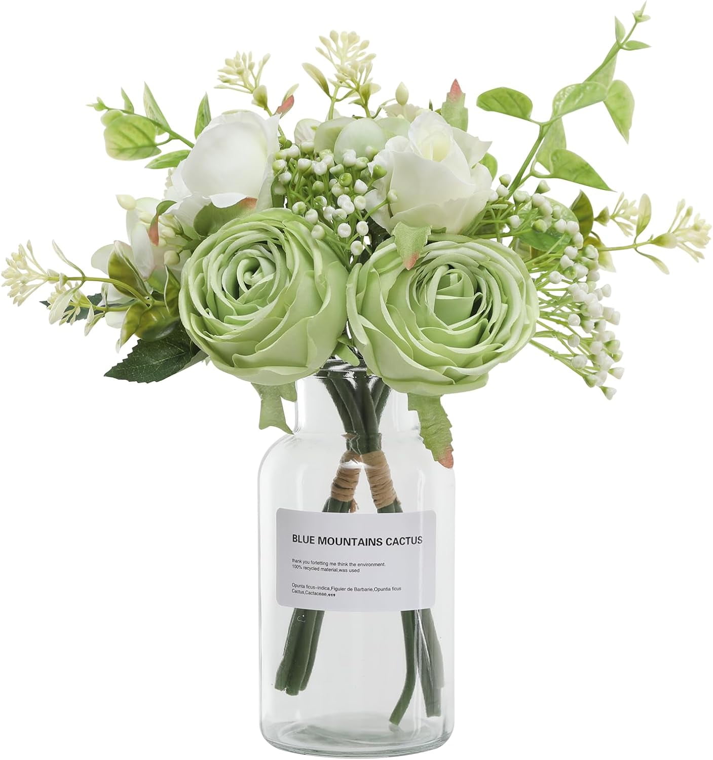 Roses Artificial Flowers in Vase,Realistic Floral Fake Roses Bouquet ...