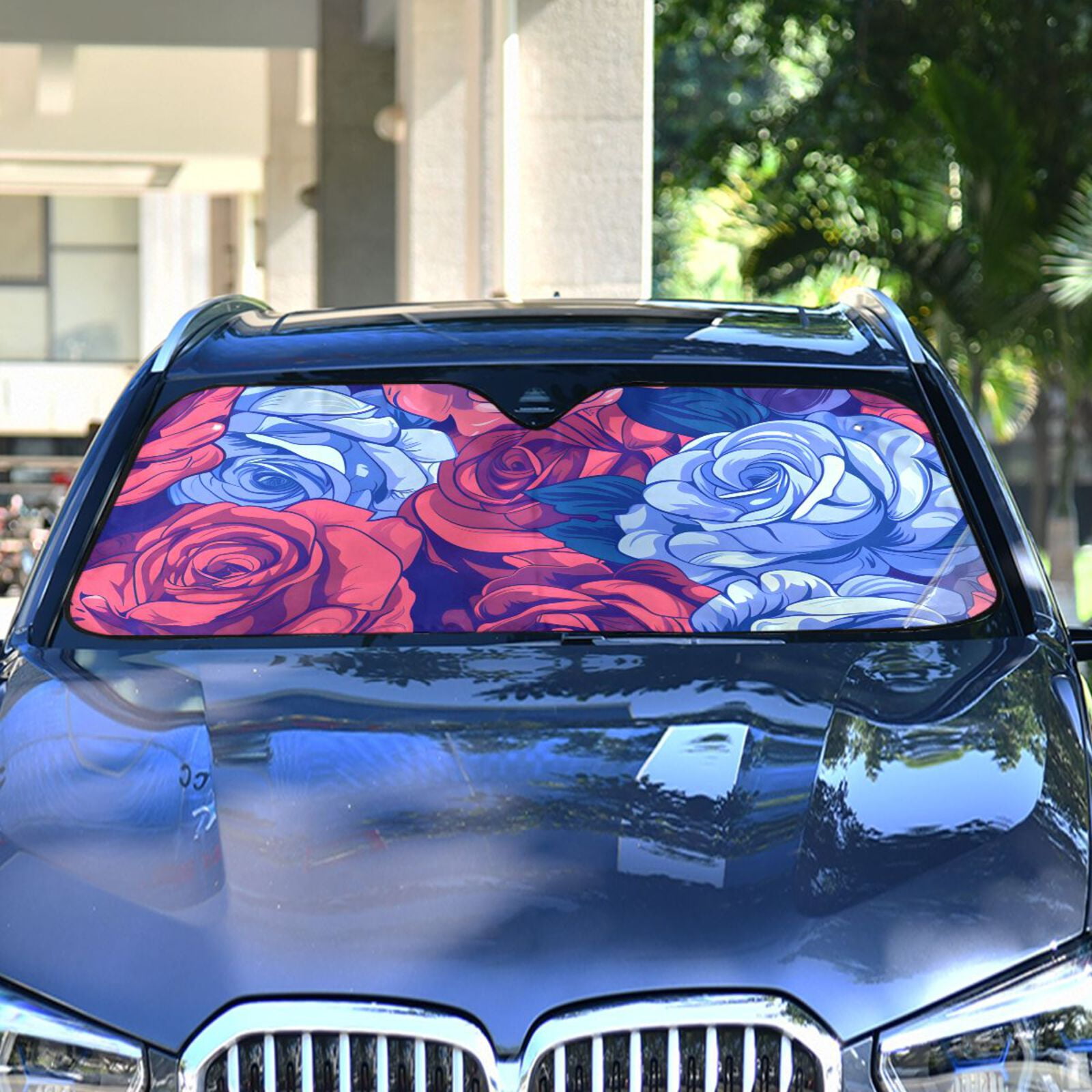 Roses Blue Red Automotive Front Car Windshield Sun Shade Reflector ...