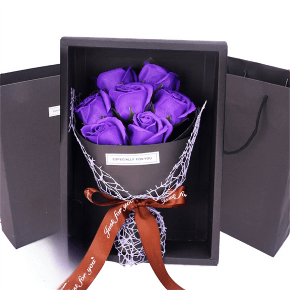 Artificial Roses Bouquet in Gift Box Preserved Flowers with Lights ...