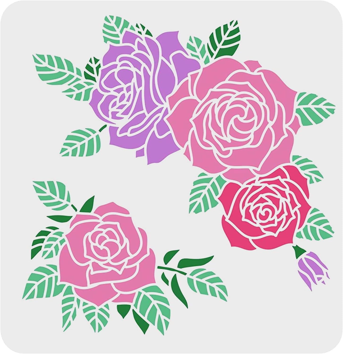 Roses Drawing Painting Stencils Templates (11.8x11.8inch) Plastic Rose ...