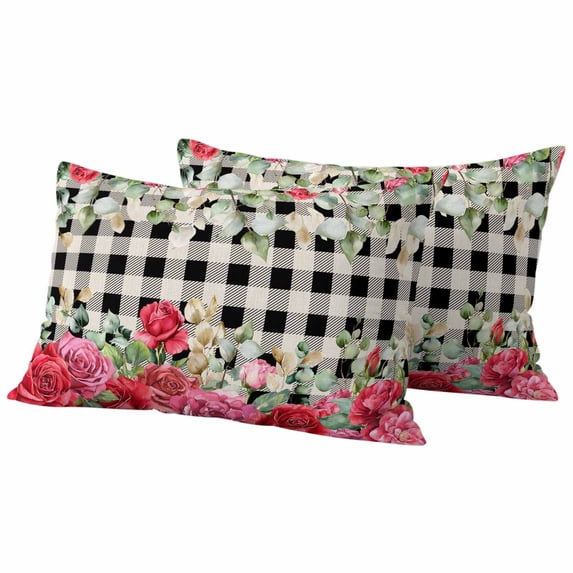 Roses Eucalyptus Leaf Outdoor Waterproof Pillow Covers Set of 2 ...