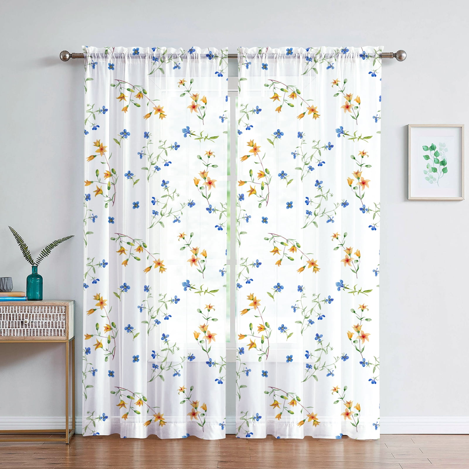 Roses Flowers Sheer Curtains For Living Room Home r Floral Voile Drape ...