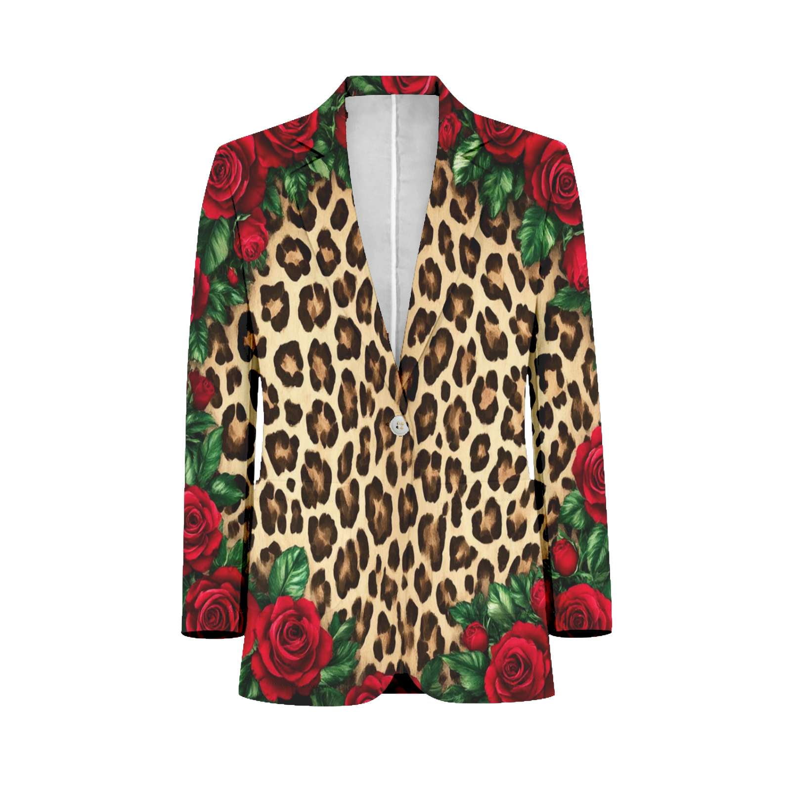 Roses Frame Leopard Print Mens Suits Shawl Collar Slim Fit Suit Mens ...