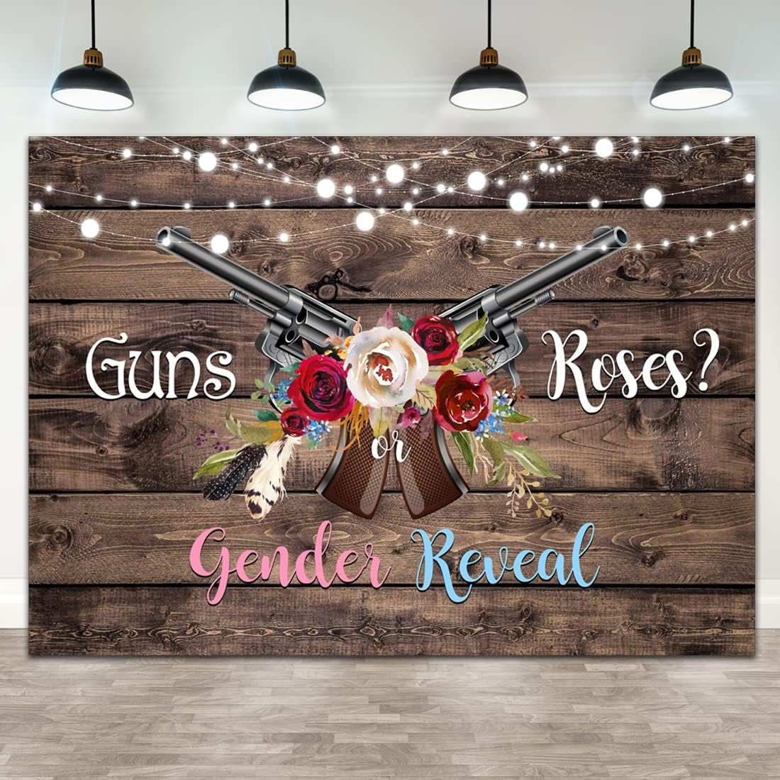 Roses Gender Reveal Backdrop Rustic Wooden Photography Background ...