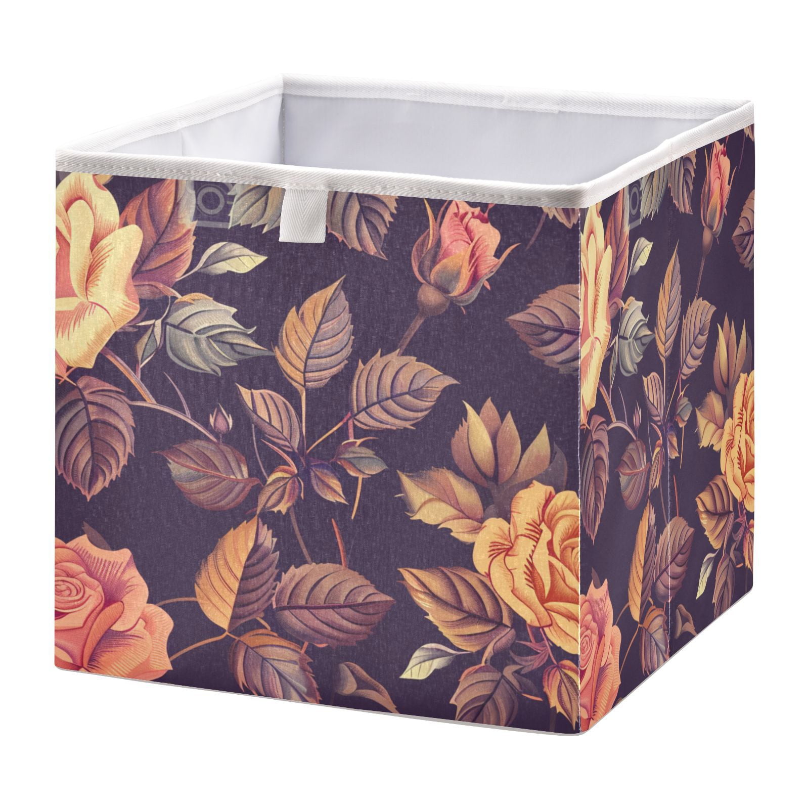 Roses and Leaves 2 Storage Box, Fabric Cube Storage Box, Collapsible ...