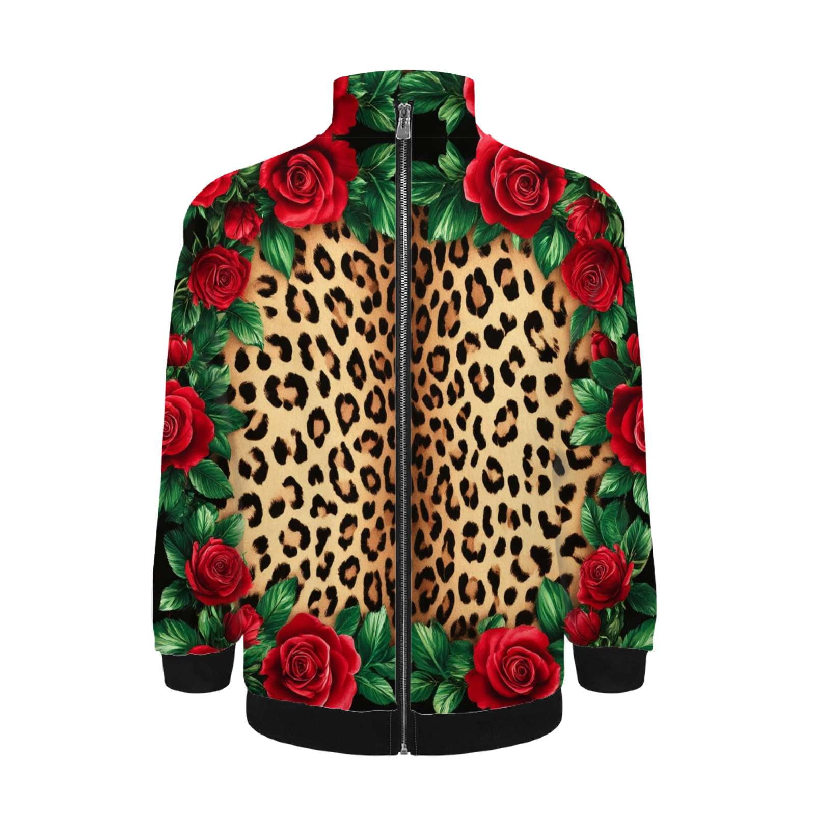 Roses Leopard Print Floral Jacket Men's Street Cool Long Sleeves Coat ...