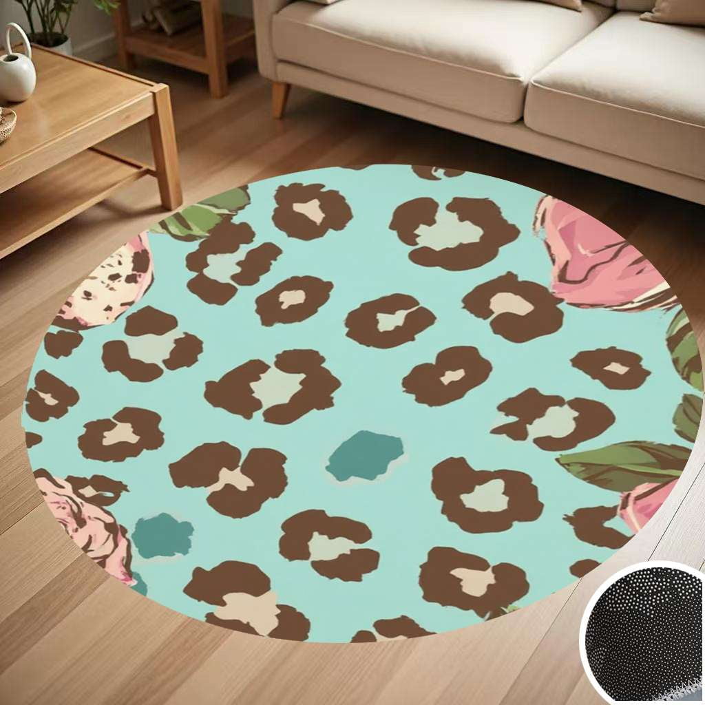 Roses Leopards Pastel Floral Print Round Carpet Living Room Bedroom ...