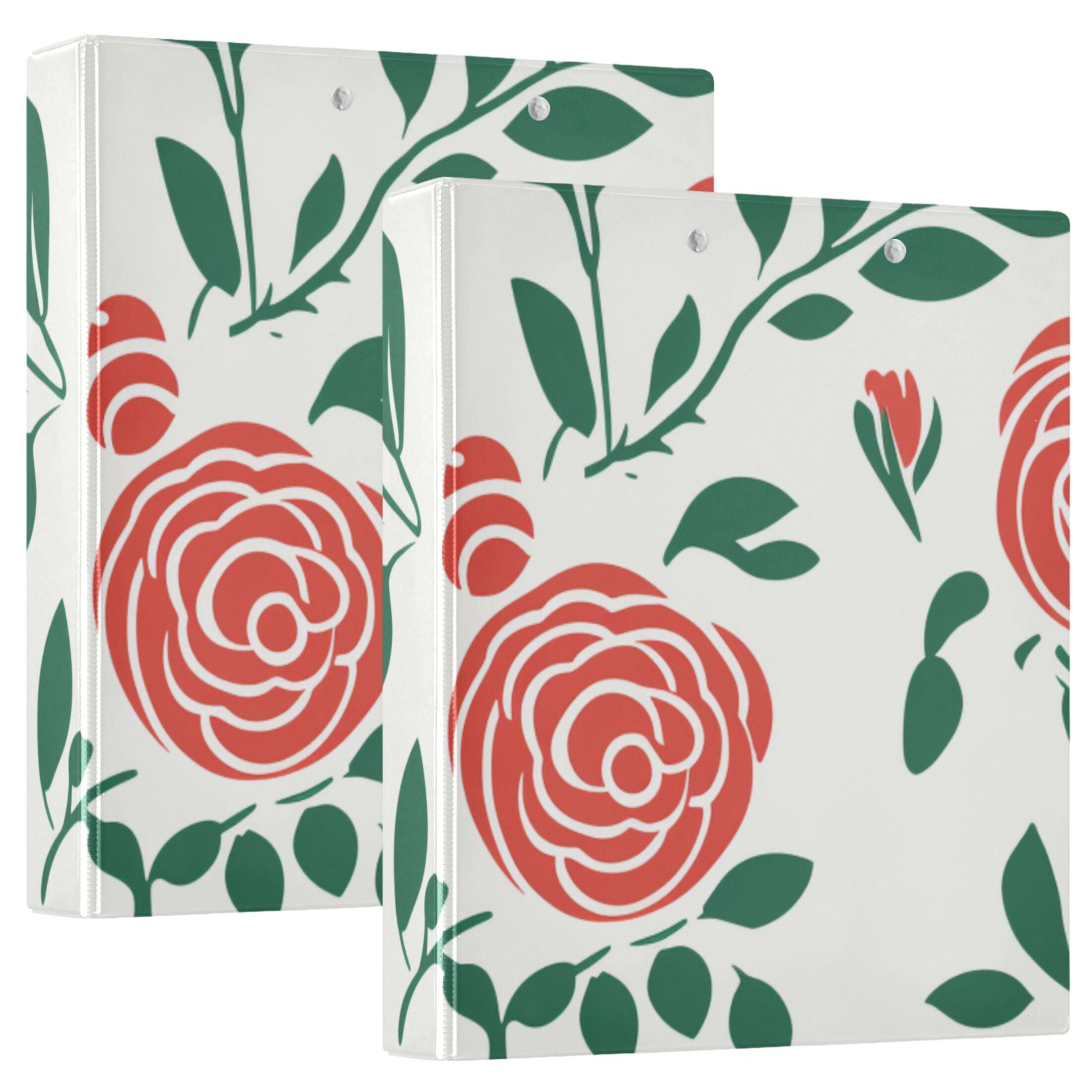 Roses Line Leaves and Flowers Floral 3 Ring Binders 1.5 inch Hardcover ...