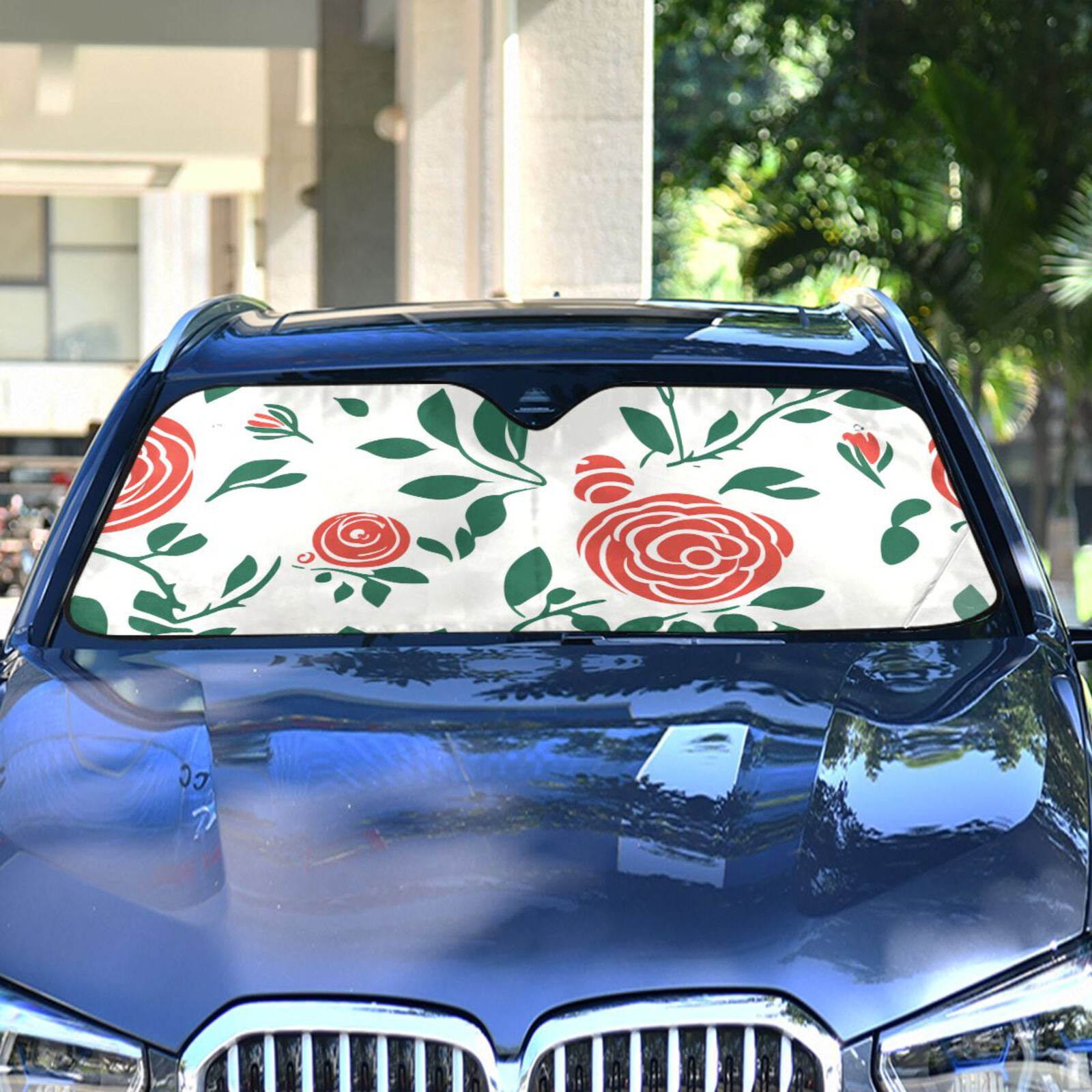 Roses Line Leaves and Flowers Floral Automotive Front Car Windshield ...
