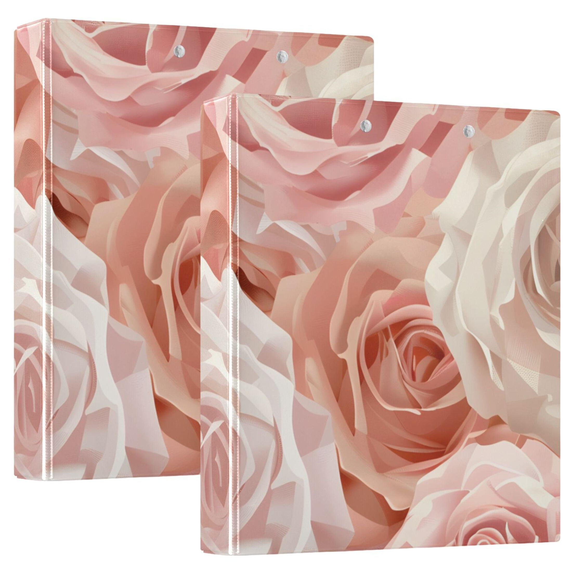 Roses Pink 3 Ring Binders 1.5 inch Hardcover File Folders with Interior ...