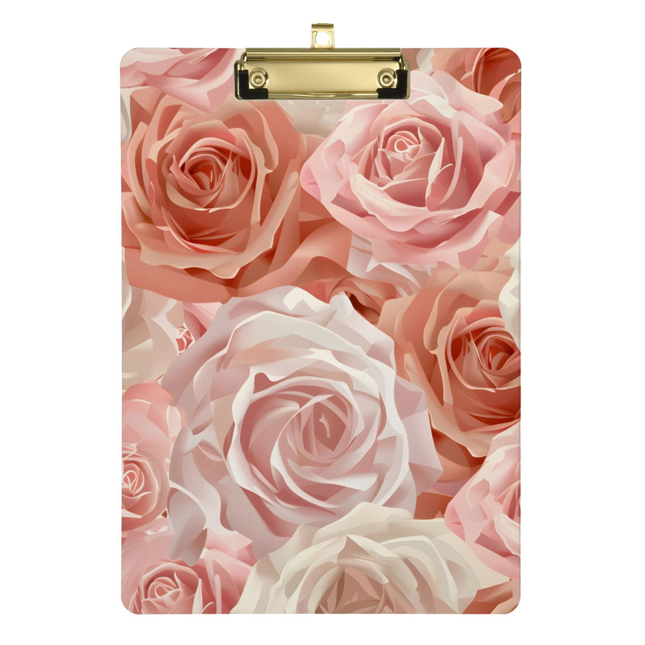 Roses Pink Acrylic Clipboards 12 x 9 Inch A4 Size with Low Profile Clip ...