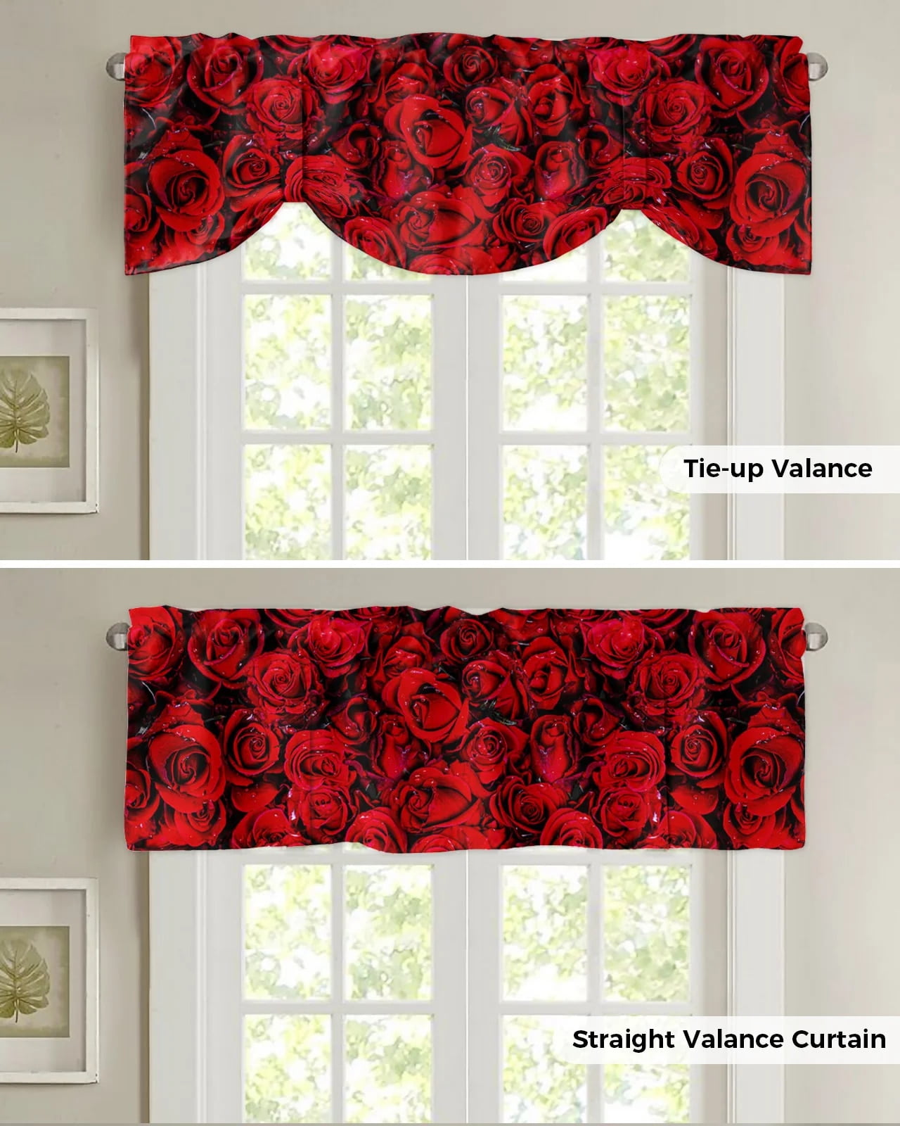 Roses Pink Flowers Small Curtain Rod Pocket Short Curtains Home Decor ...