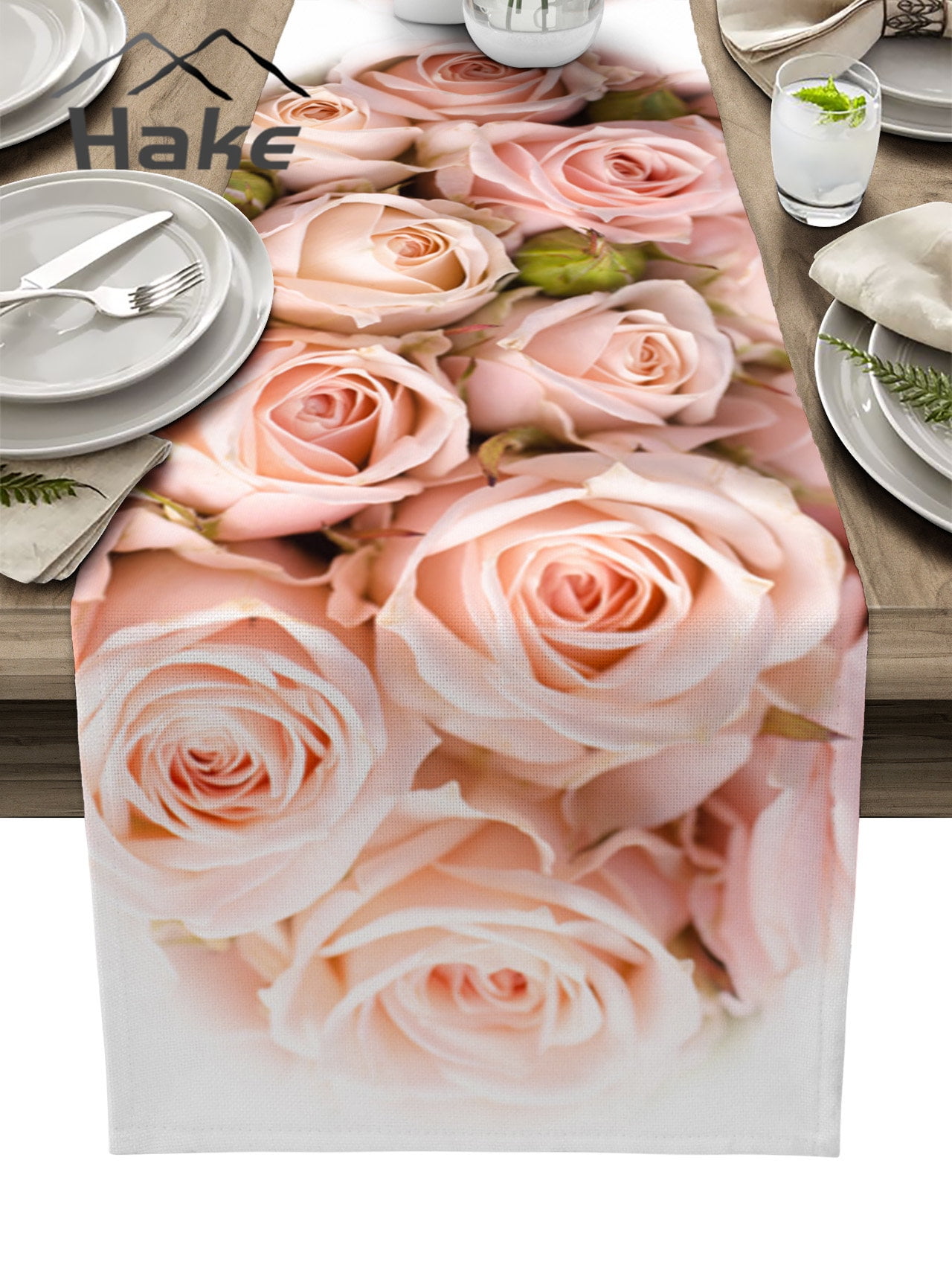 Roses Pink Flowers Table Runner for Dining Table Wedding ration ...