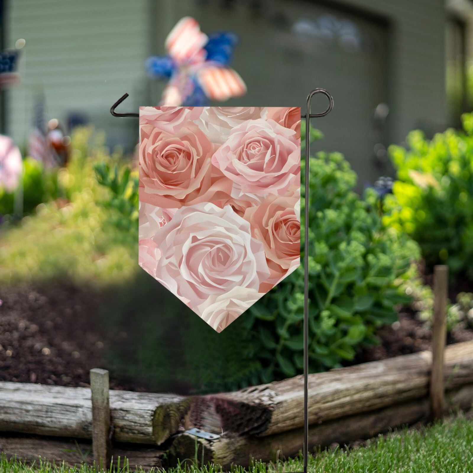 Roses Pink Garden Flag 18" x 12.5" Double Sided Yard Lawn Outdoor Decor ...