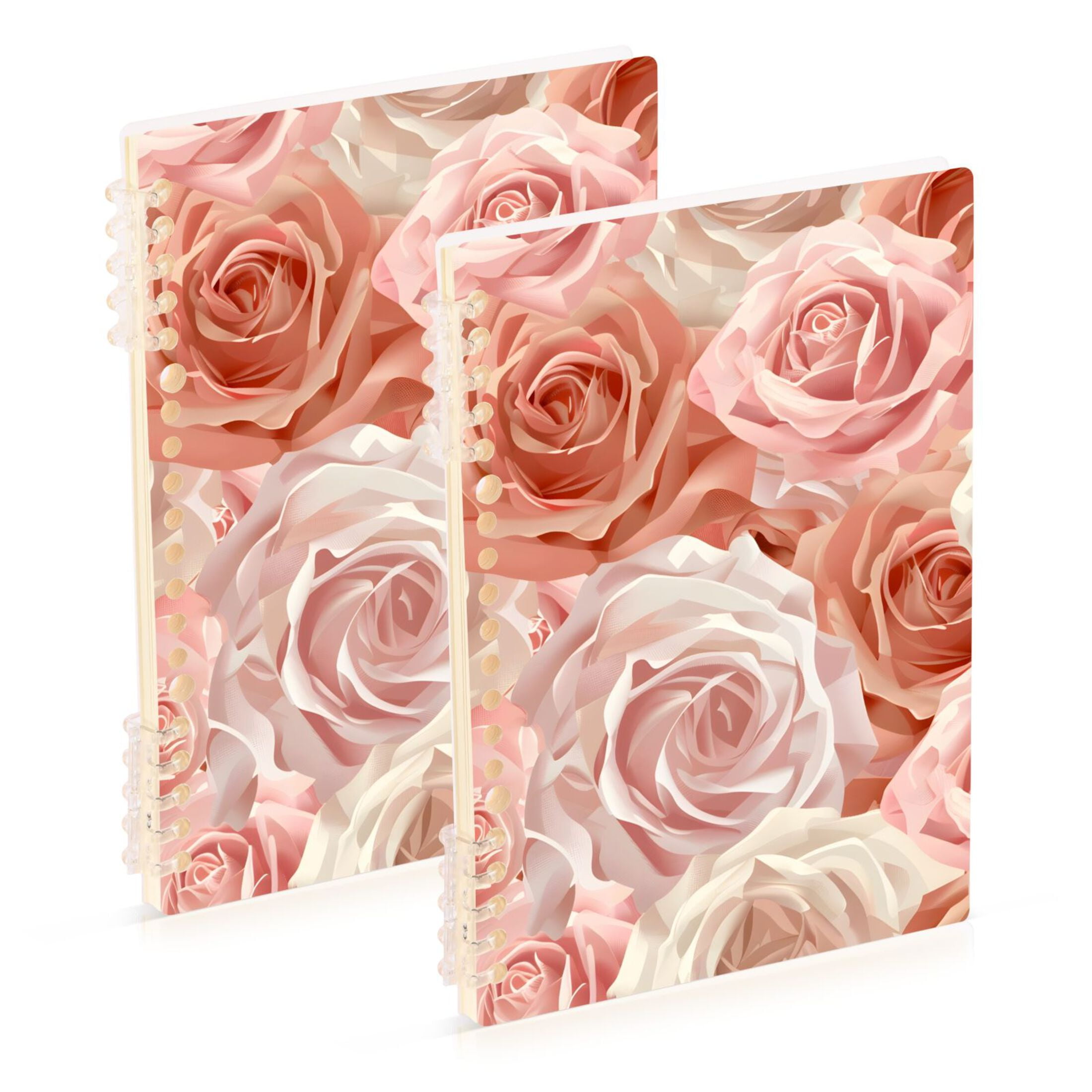 Roses Pink Ring Binder Notebook Journey Note Diary College Ruled Spiral ...