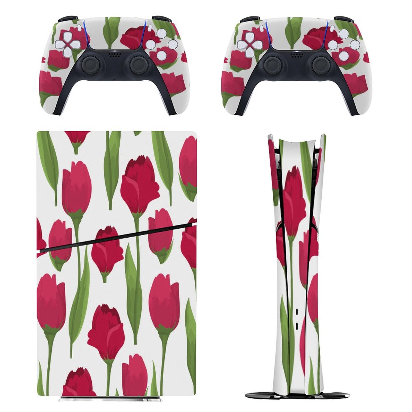 Roses, Red And Green PS5/PS5 Slim Digital Disc Skin Sticker For Console ...