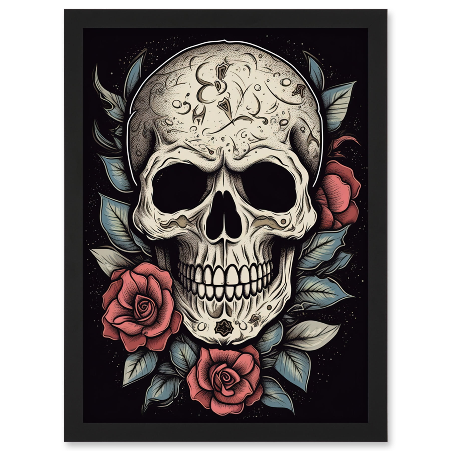 Roses Skull Old School USA Tattoo Ink Body Art Rockabilly Americana 50s ...